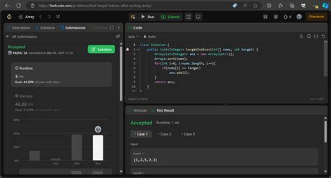 Leetcode Problem No 2089 Question No 2089 Find Target Indices By Faizal Medium