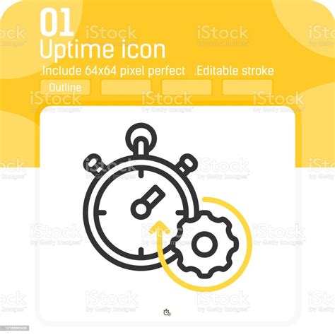 흰색 배경에 격리 된 윤곽선 스타일이있는 가동 시간 아이콘입니다 벡터 일러스트 레이션 간단한 선형 요소 얇은 스트로크 기호 기호 기호 아이콘 디자인 템플릿 웹 Ui Ux 웹