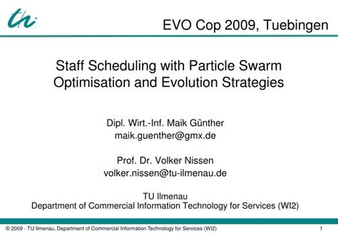 Ppt Staff Scheduling With Particle Swarm Optimisation And Evolution