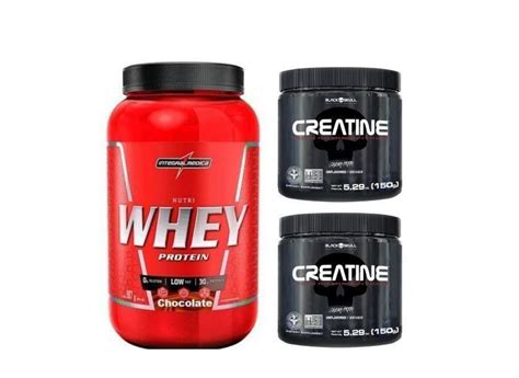 Combo Whey 907g Pote 2 Creatinas 150g Blackskull Integral Médica