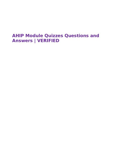 ahip module quizzes questions and answers verified exams nursing