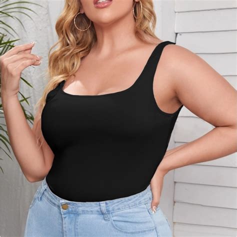 Ky Plus Size Double Lining Square Neck Full Length Sando Tank Top