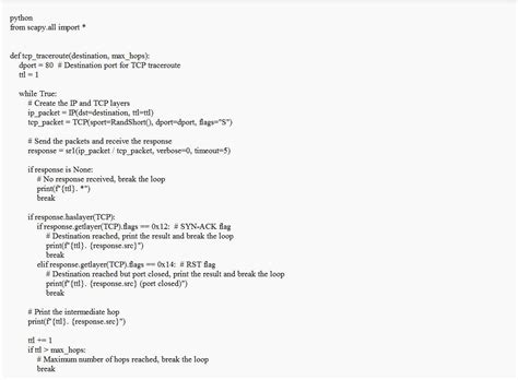 Implement Tcp Or Icmp Traceroute Using Scapy Do Not Use The Built In