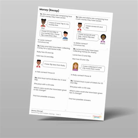 Year 3 Money Recap Reasoning And Problem Solving Resource Classroom Secrets