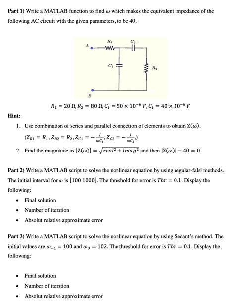 Solved Part 1 Write A Matlab Function To Find W Which Makes