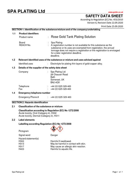 Rose Gold Tank Plating Solution Pdf Toxicity Chemical Substances