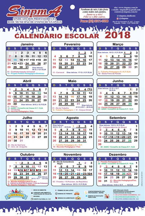 Calendário Escolar 2018 Sinpma
