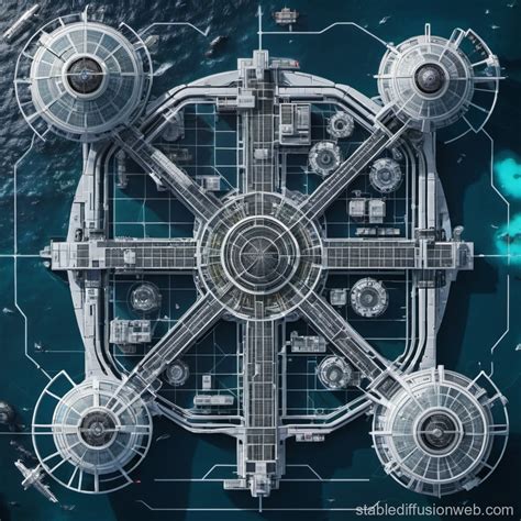 A Top Down Gridded Battlemap Of A Futuristic Forward Operating Base