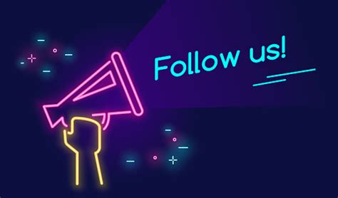 Ikuti Kami Spanduk Untuk Jejaring Sosial Dengan Gaya Cahaya Neon Di