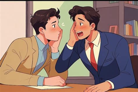Man Gossiping Says Rumors To Other Man Character Gossip Man Flat