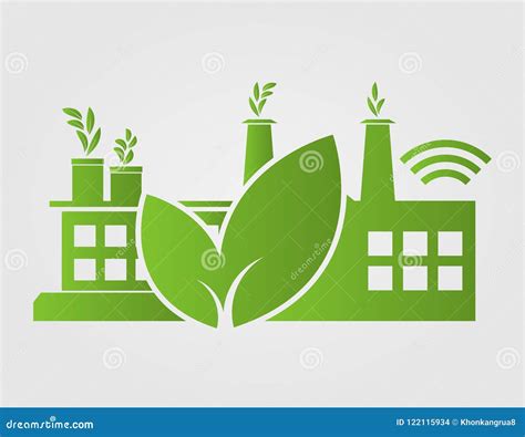 Ecología De La Fábrica Icono De La Industria Energía Limpia Con Ideas
