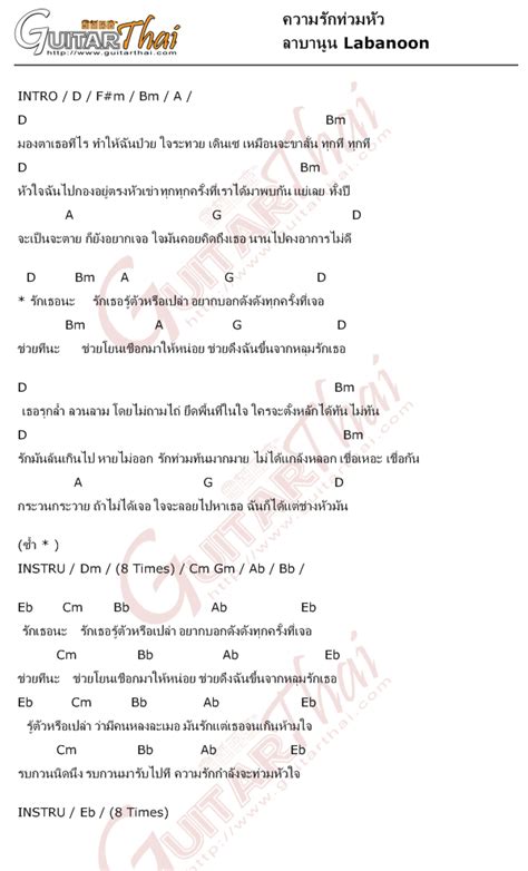 คอร์ดเพลง ความรักท่วมหัว ลาบานูน Labanoon