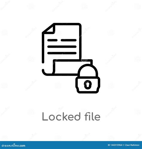Outline Locked File Vector Icon Isolated Black Simple Line Element
