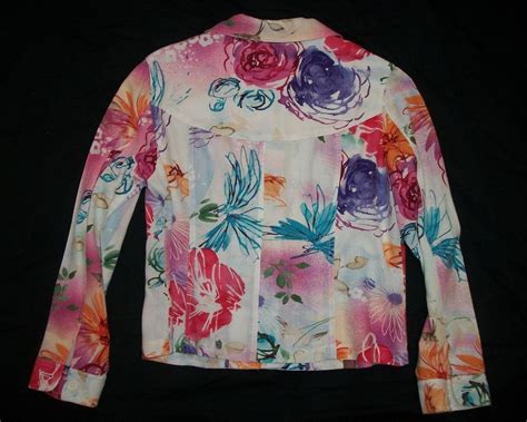 Coldwater Creek Floral Print Linen Blend Unlined Jack Gem