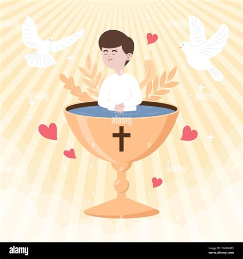 Flat Baptism Concept Illustration Vector Illustration Stock Vector
