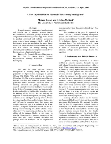 Pdf A New Implementation Technique For Memory Management