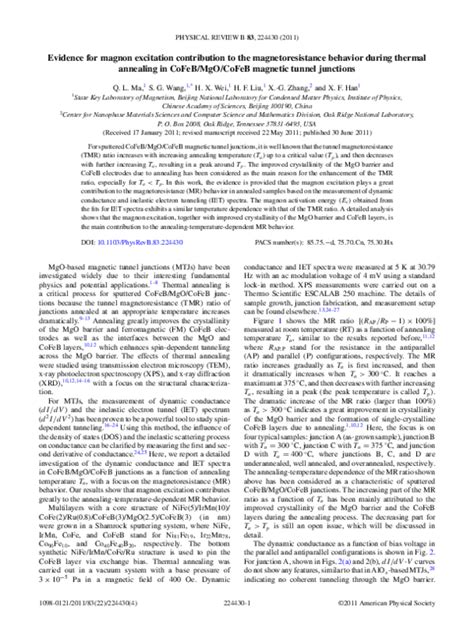 Pdf Understanding Tunneling Magnetoresistance During Thermal