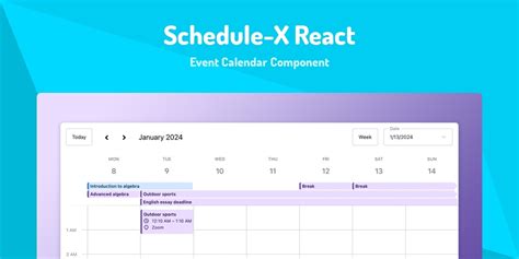 Schedule X React Event Calendar Component Made With React Js