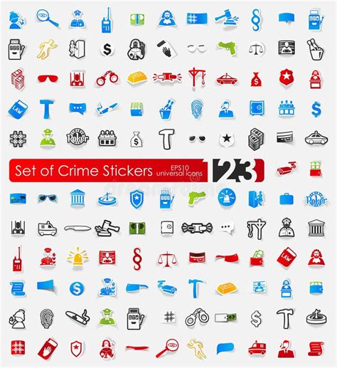 Set Of Crime Stickers Stock Vector Illustration Of Justice 98987334