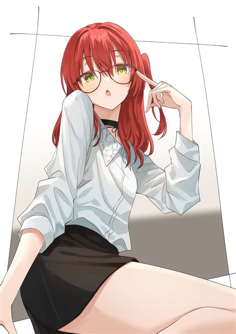 The Big Imageboard Tbib 1girl O Adjusting Eyewear Black Choker