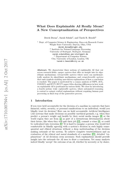 Doran Et Al 2017 What Does Explainable Ai Really Mean A New Concep