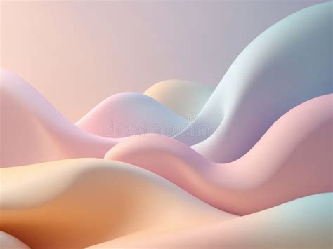 Pastel Gradient Waves Abstract 3d Rendering With Smooth Curves And Soft Colors Stock