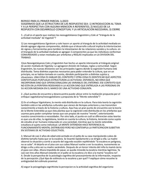 Repaso PARA EL Primer Parcial Resuelto REPASO PARA EL PRIMER PARCIAL C SUGERIMOS QUE LA Studocu