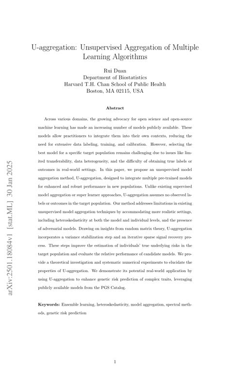 Pdf U Aggregation Unsupervised Aggregation Of Multiple Learning