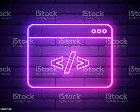 Coding Neon Iconprogramming Elements Of Browser Set Simple Icon For