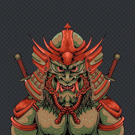 Japanese Samurai Warrior With Katana Vector Stock Vector Illustration