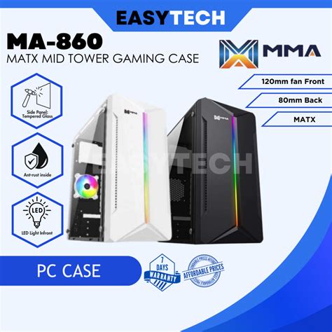 Easytech Mma Ma 860 Matx Mini Tempered Glass Case No Fan Psu
