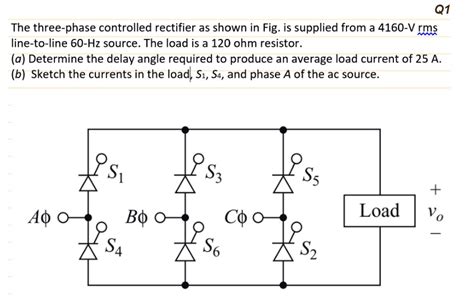 Solved Q1 The Three Phase Controlled Rectifier As Shown In Fig Is Supplied From A 4160 V Rms
