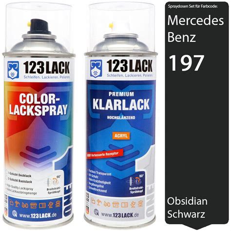 Autolack Lackspray Set geeignet für Mercedes Benz 197 OBSIDIANSCHWARZ