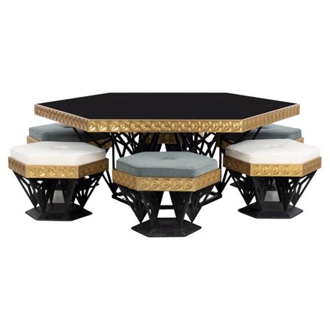 Bruce Goff Shinen Kan Table And 6 Stools Artists Proof By Blue Stem