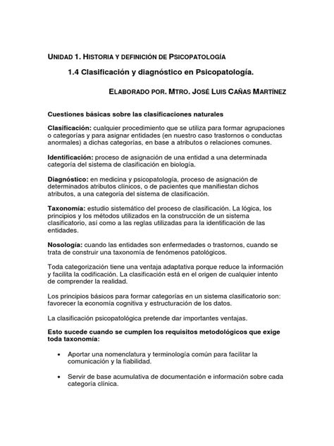 Clasificación Y Diagnóstico En Psicopatología Pdf Taxonomía
