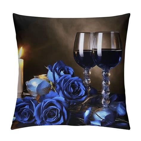 Gosmith Blue Rose Throw Pillow Covers Romantic 3d Rose Pillow Covers
