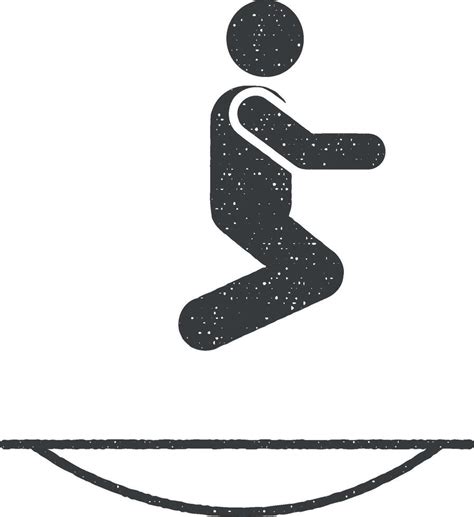 Man Trampoline Jump Icon Vector Illustration In Stamp Style 38038537