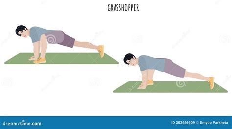 Asian Young Man Doing Grasshopper Exercise Stock Vector Illustration Asian Young Man Doing Grasshopper Exercise Stock Vector Illustration