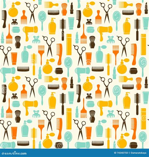 Hair Salon Seamless Background Stock Vector Illustration Of Beautiful