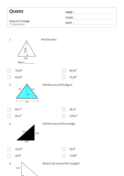 50 Area Of A Triangle Worksheets For 7th Class On Quizizz Free
