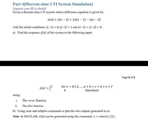 Solved Part 4 Discrete Time Lti System Simulation Suppose