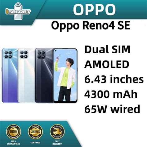 Oppo Reno4 Se 8gb Ram 256gb Rom 643 Inch 48mp With 1 Year Warranty