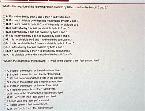 Solved Texts What Is The Negation Of The Following If N Is Divisible By 6 Then N Is