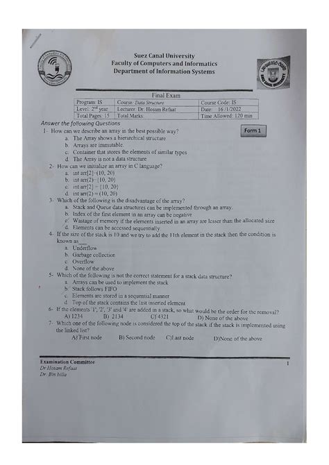 SOLUTION Data Structure Final Exam Part 1 Studypool