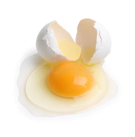 Broken Raw Egg And Shell Isolated On White Stock Image Image Of