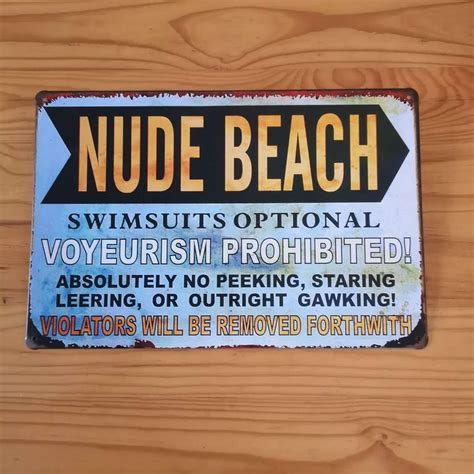 Signage Fun`nude Beach` Metal Sign Around 30cm For Sale In Isipingo