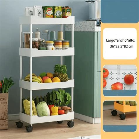 4 Tier Shelf Rack Organizer Cart With Wheels Slim And Spacious