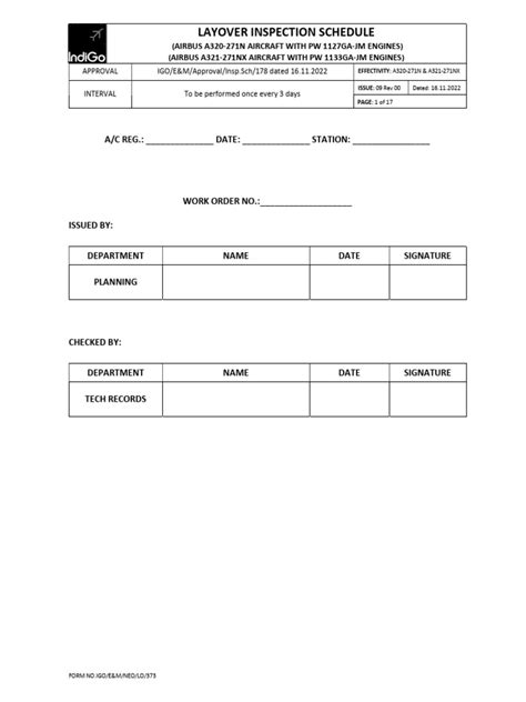 Layover Inspection Schedule Issue 09 Rev 00 Pw Pdf Landing Gear