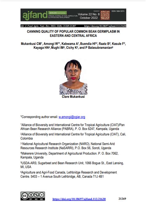 Canning Quality Of Popular Common Bean Germplasm In Eastern And Central Africa Cgiar