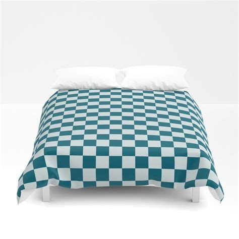 Pale Blue And Tropical Dark Teal Small Checker Board Pattern Inspired